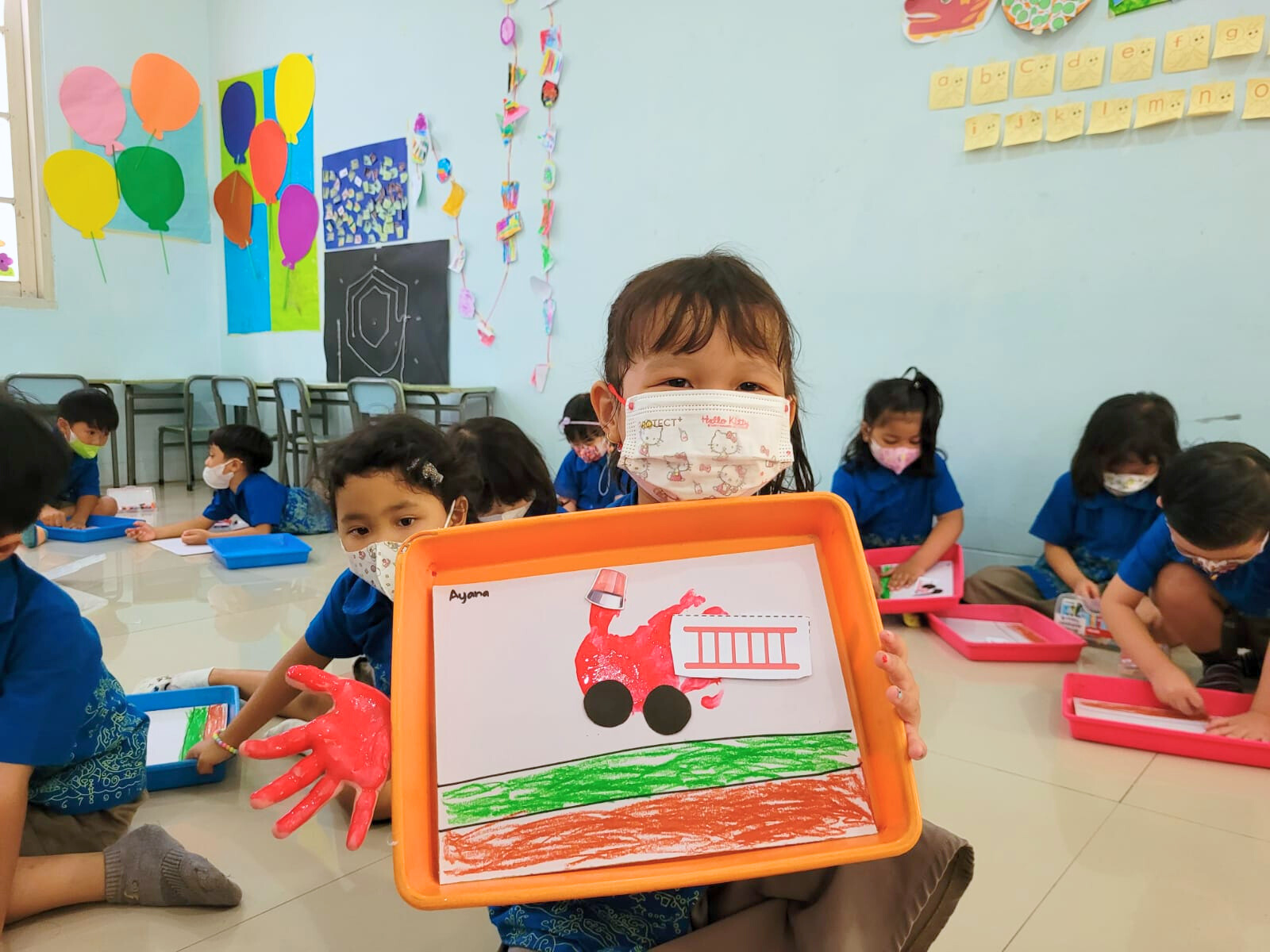 Nursery - Arts: Making a Fire Engine Craft | Focus Independent School